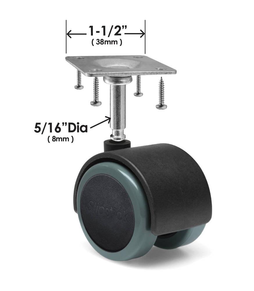 Set of 4 – 2” (50mm) Rubber Castor Wheels, Black/Grey – CB681 ...