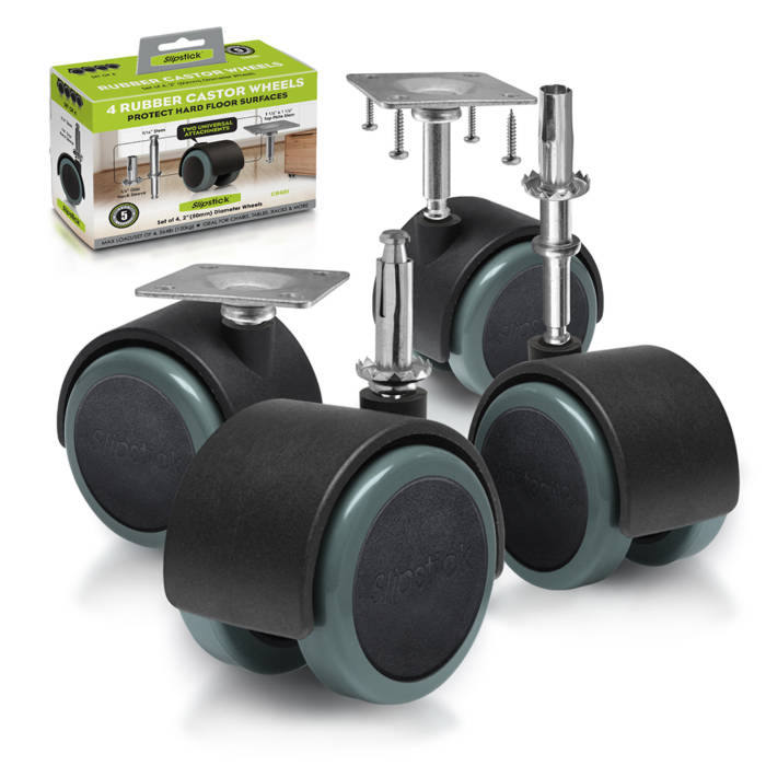 Set of 4 – 2” (50mm) Rubber Castor Wheels, Black/Grey – CB681 ...
