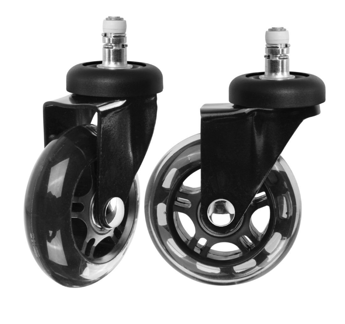 Set of 5 – 3” (75mm) Office Chair Rollerblade Wheels, Black/Black ...