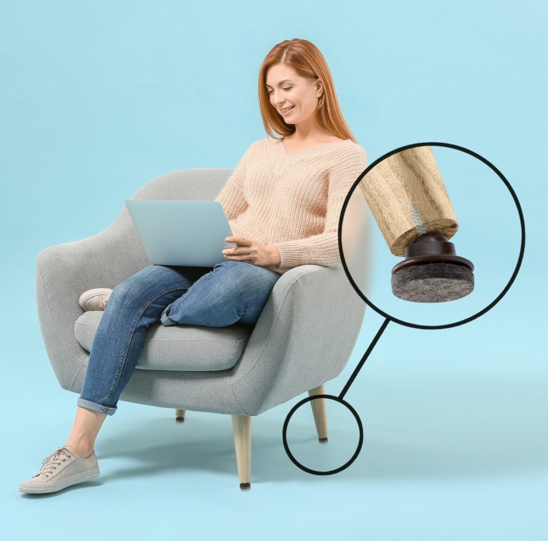 Set of 8, Swivel Felt Feet, Brown/Grey – CB259 | Slipstick Foot