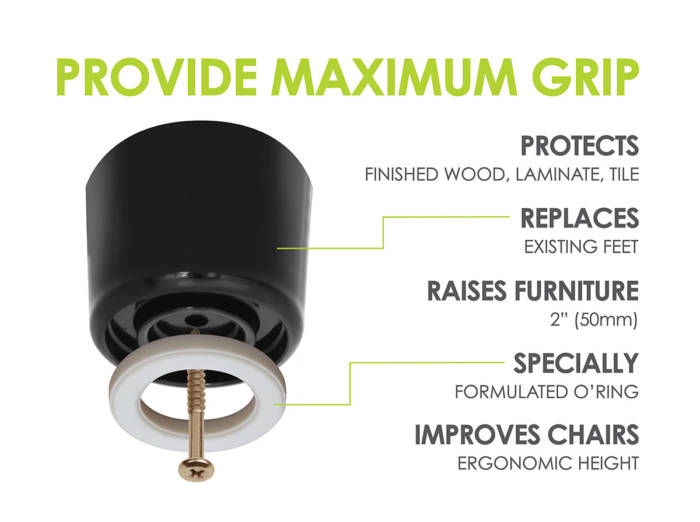 Set of 4, 2” (50mm) Tall Gripper Feet, Black – CB512 | Slipstick Foot