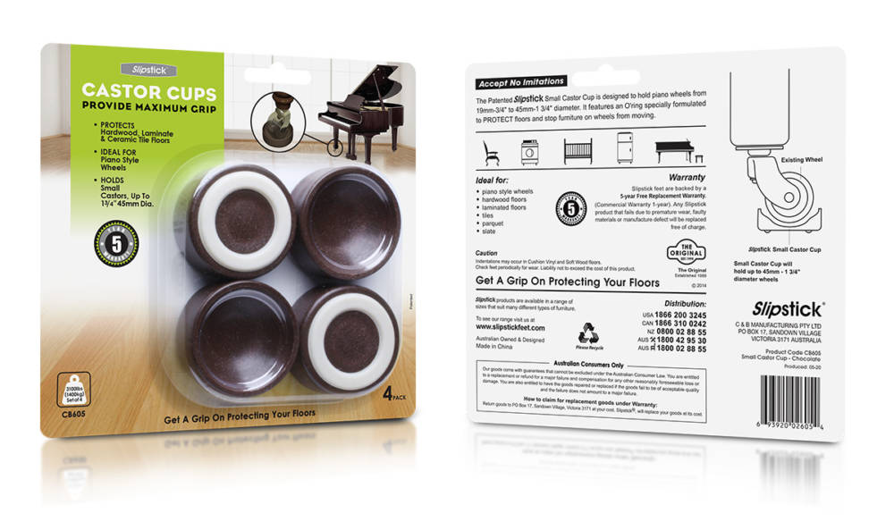 Set of 4, Large Castor Carpet Cups, Clear – CB420 | Slipstick Foot