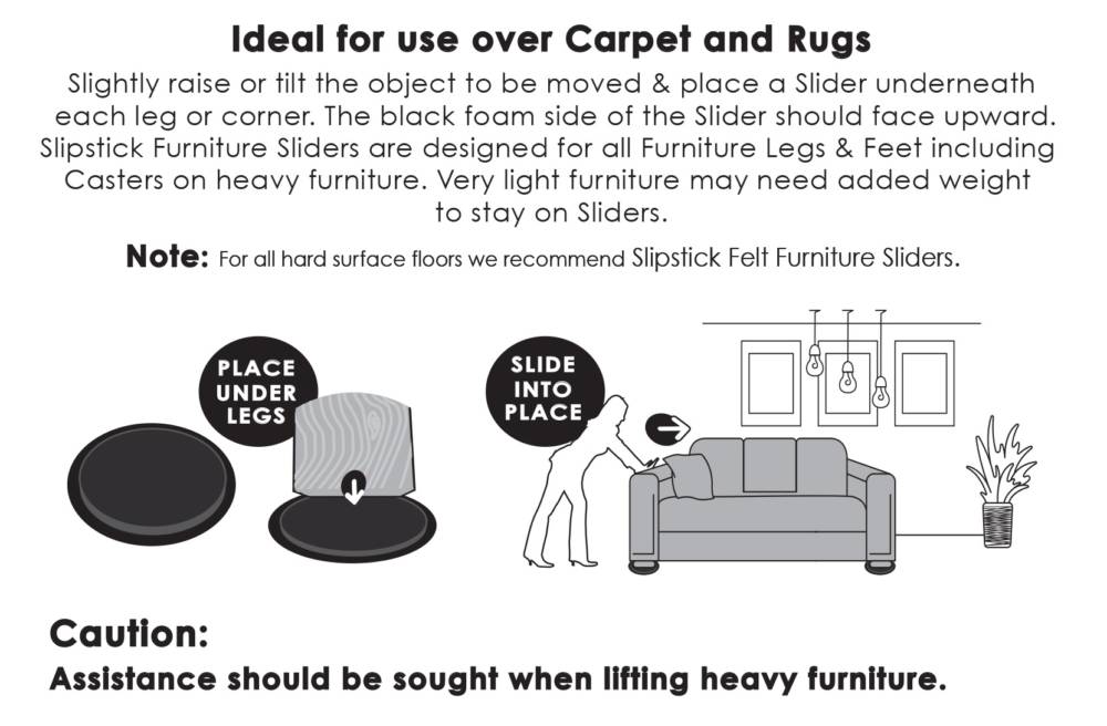 Set of 8 – 5” (127mm) Plastic Furniture Sliders, Black – CB132 ...