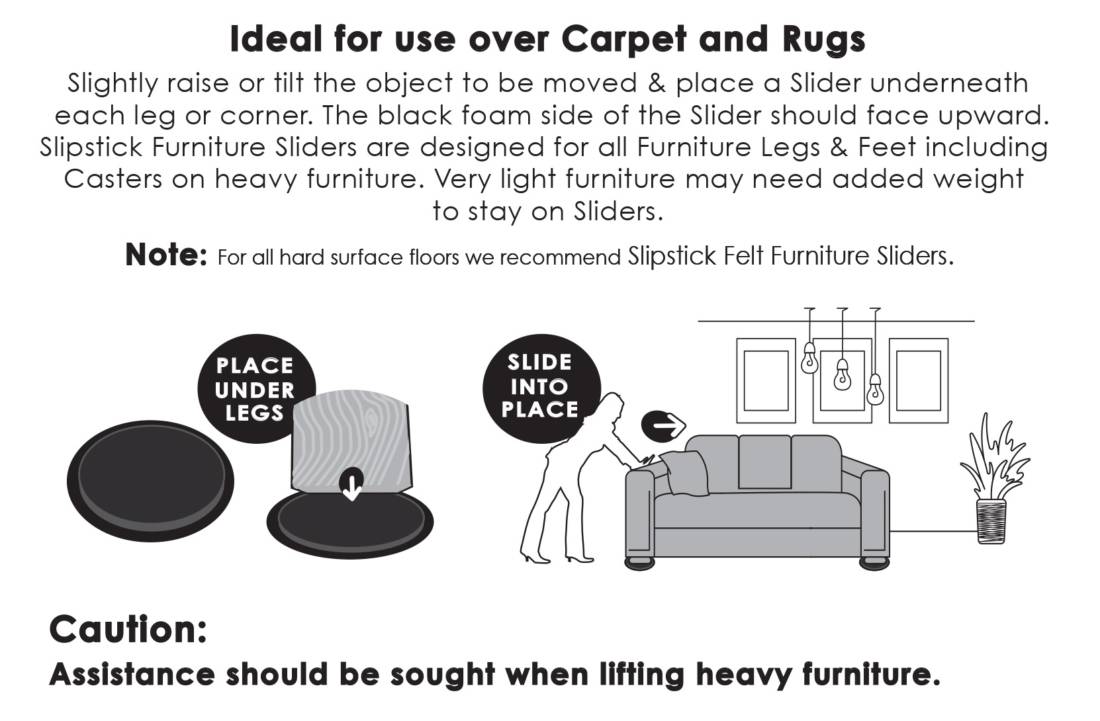 Set of 16 – 2-1/4” (58mm) Plastic Furniture Sliders, Black – CB130 ...