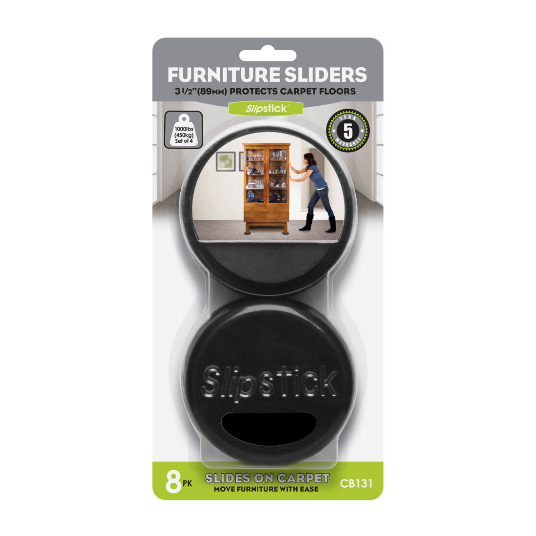 Set of 8 – 3-1/2” (89mm) Plastic Furniture Sliders, Black – CB131 ...