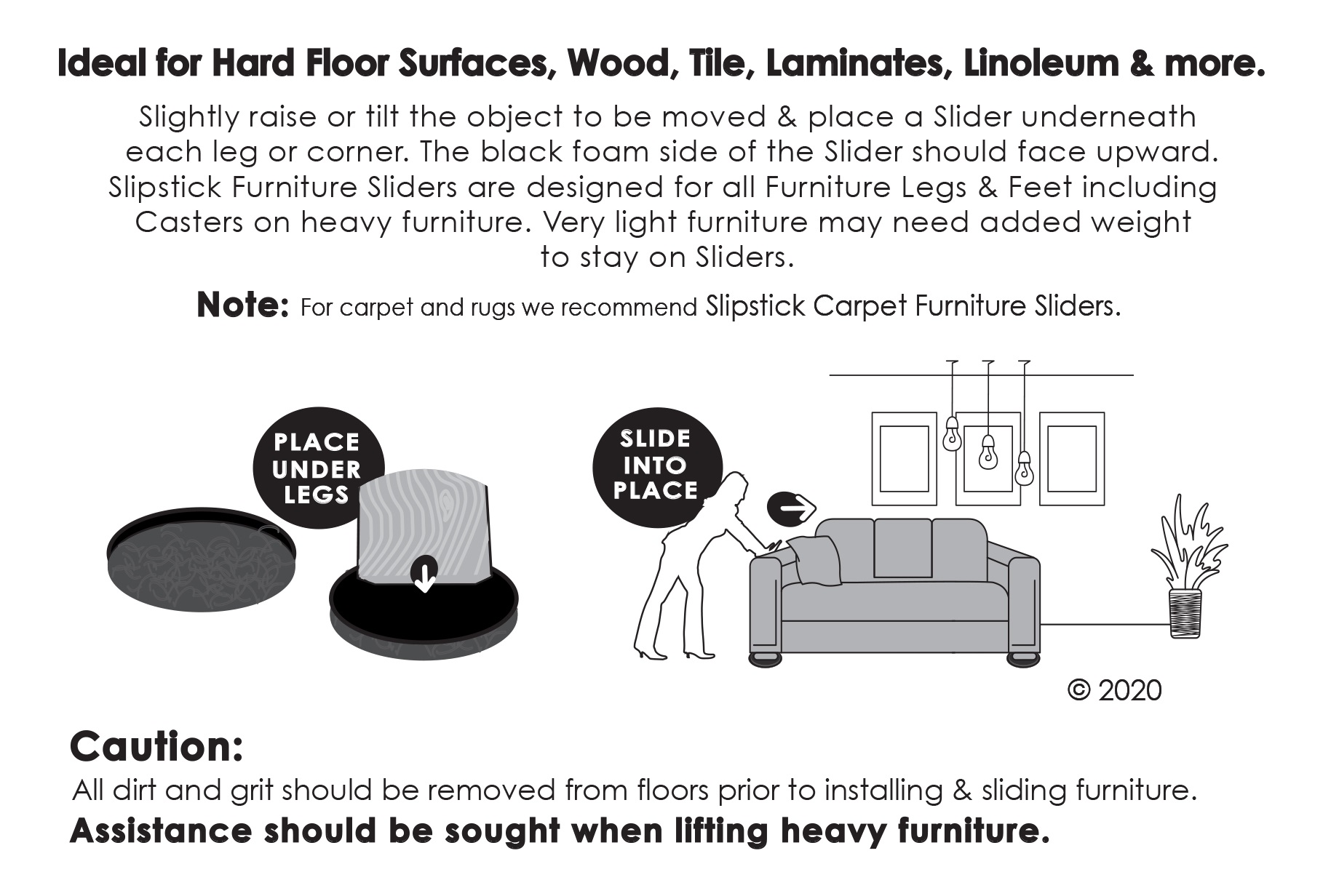 Set of 8 – 3-1/2” (89mm) Felt Furniture Sliders, Brown – CB136 ...