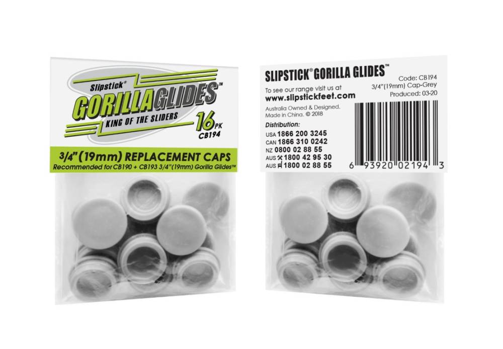 Set of 16, 3/4” (19mm) Gorilla Glide Replacement Caps, Grey – CB194 ...