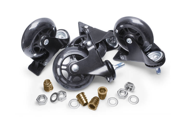 Set of 4 – 3” (75mm) Rollerblade Castor Wheels with Brake, Black ...