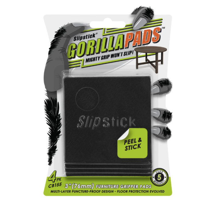 Set of 4, 3” (76mm) Square Peel & Stick Gripper Pads, Brown/Black ...